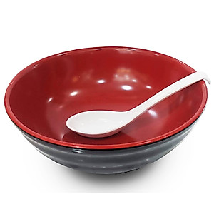 KCHEX Asian Soup Spoons Melamine Soup Spoon Asian Japanese Spoons Soup China Soup Spoon Soup Spoons Ramen Ramen Soup Spoon 6 PCS Set Miso Soup Spoons Japan Soup Spoon