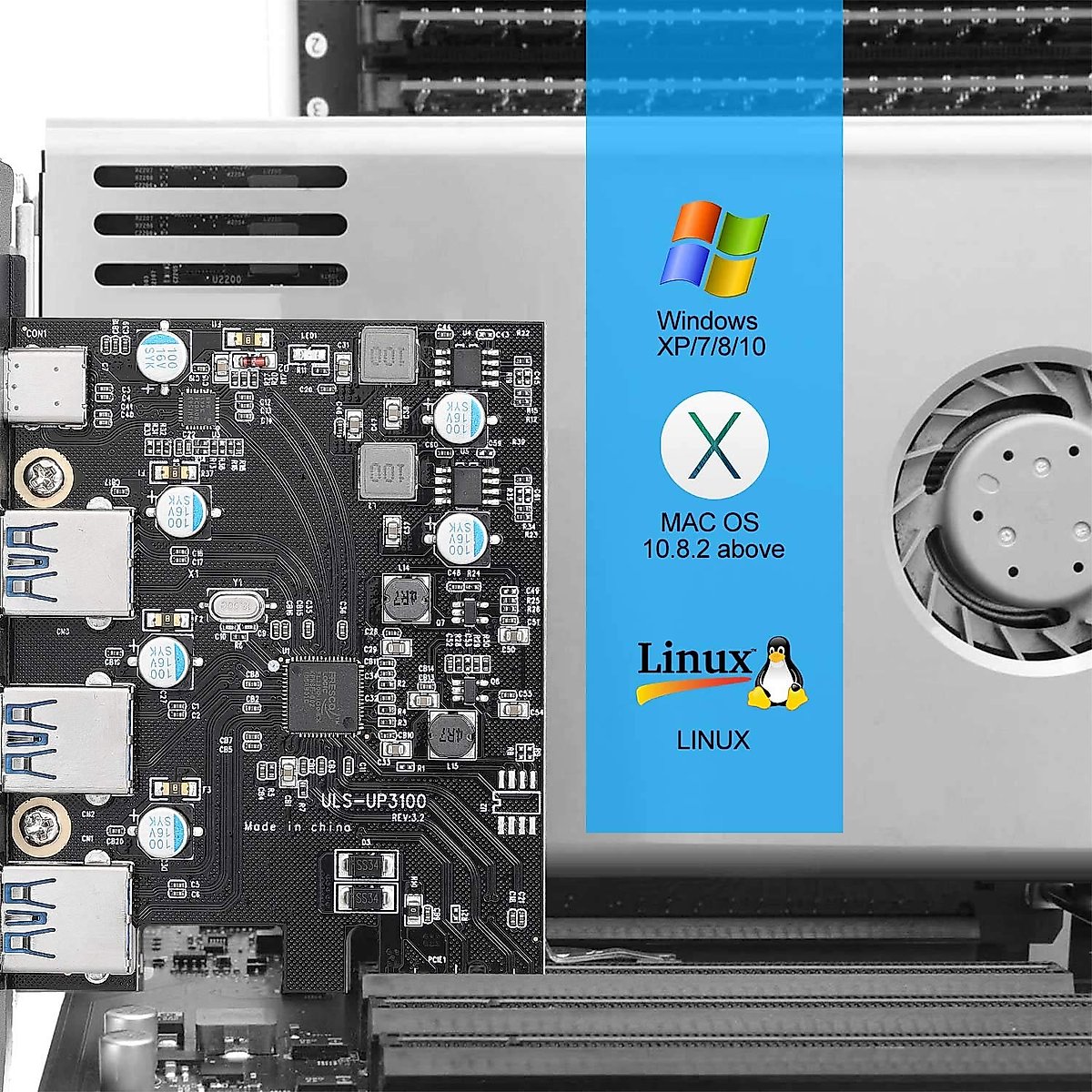 YEELIYA PCIe USB 3.0 Card 5Gbps Super Speed with Type C (1)& Type A(3) PCI Express x1 Internal USB Port Cards for Window 7/8/10 and MAC OS 10.8.2 Above