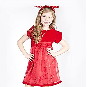 Hicarer 2 Pieces Polka Dot Headbands for Girls and Women Headband Retro Bandana Halloween Dress Up 50s Wire Headband Vintage Print Christmas Hairband (Red, Black,0.23 Inch)