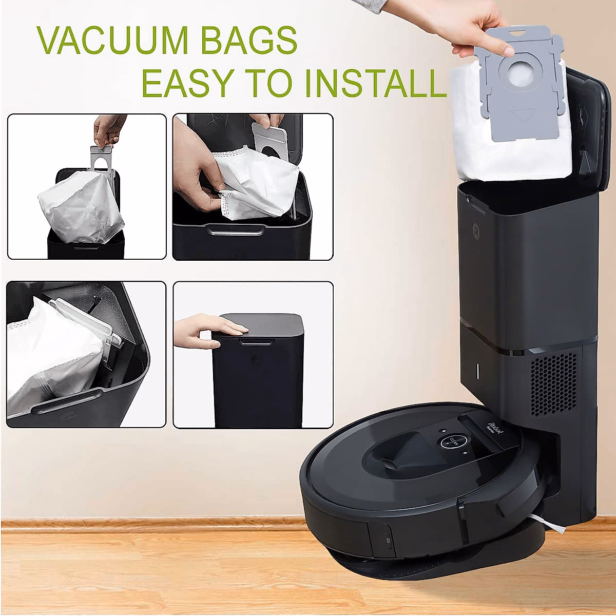MOYIZA Vacuum Bags 12 Pack for Roomba iRobot i3 i7 j7 i5 i4 i8 s9 Replacement Dirt Disposal Bags