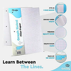 Emraw 4-1" Filler Paper Quad Ruled Loose Leaf Filler Papers Comes with a 3 Hole Punch Perfect for Data and 2D Graphs (Pack of 2)