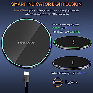 Wireless Charger Compatible with iPhone 15 14 13 12 11 Pro Max/Mini/Plus/XR/X/8, 15W Max Fast Wireless Charging Pad Mat for Samsung Galaxy S23/S22/S21/S20/S10, Galaxy Buds