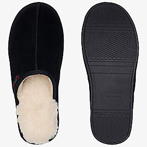 Alpine Swiss Mens Genuine Suede Memory Foam Scuff Slippers BLK 10