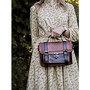 ECOSUSI Women PU Leather Satchel Purse Vintage Small School Crossbody Messenger Bag Work Cross-body Bag, Coffee