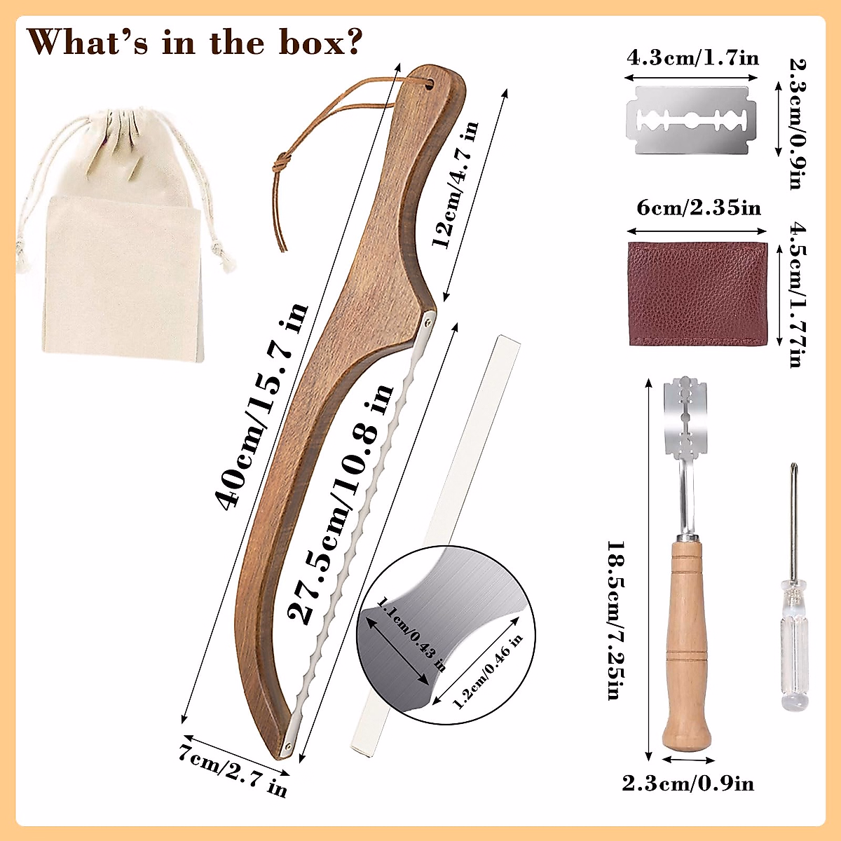 Flechazo Bread Knife for Homemade Bread - with Sourdough Lame Bread Scoring Tool and Replacement Stainless Steel Saw, Premium Serrated Blade for Effortless Slicing Bread, Sourdough and More