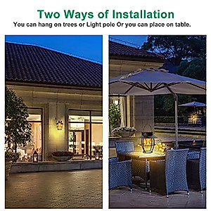 Solar Lantern Outdoor Vintage Metal, KINGLEAD Hanging Solar Lights Flickering Flame Lantern for Halloween Decorative Garden Patio Yard Porch Outdoor Waterproof Wall lights with Wall Mount Kit (2 Pack)