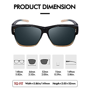 Myiaur Fit Over Sunglasses for Women Men, Trendy Large Polarized UV400 Protection Wear Over Glasses for Driving Outdoors