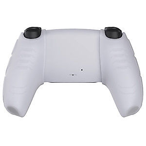 PlayVital Mecha Edition Clear White Ergonomic Soft Controller Silicone Case Grips for ps5, Rubber Protector Skins with Thumbstick Caps for ps5 Controller - Compatible with Charging Station