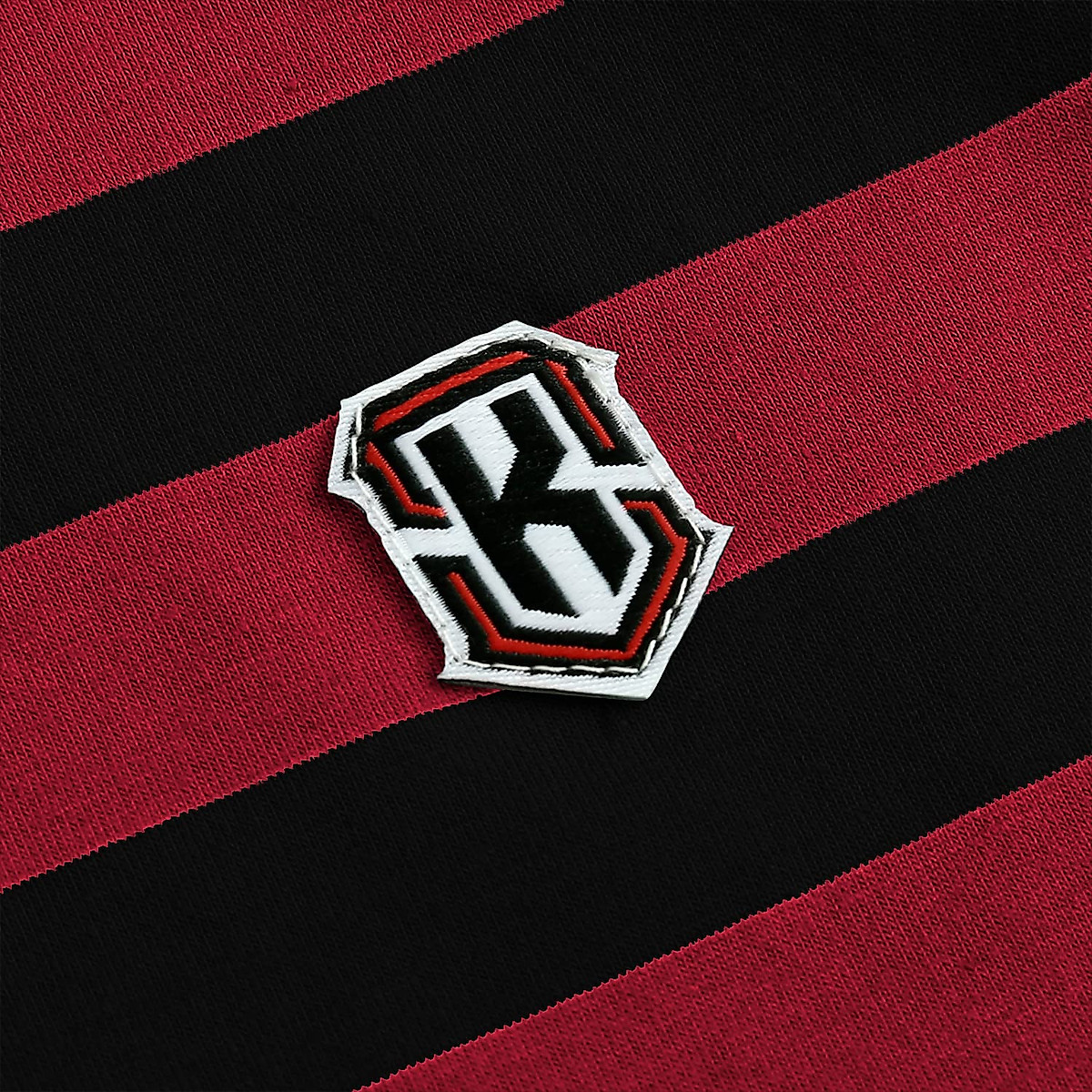 KESIHAN Men's Casual Cotton Spandex Striped Crewneck Short-Sleeve T-Shirt Basic Pullover Stripe tee Shirt(XL Black Red)