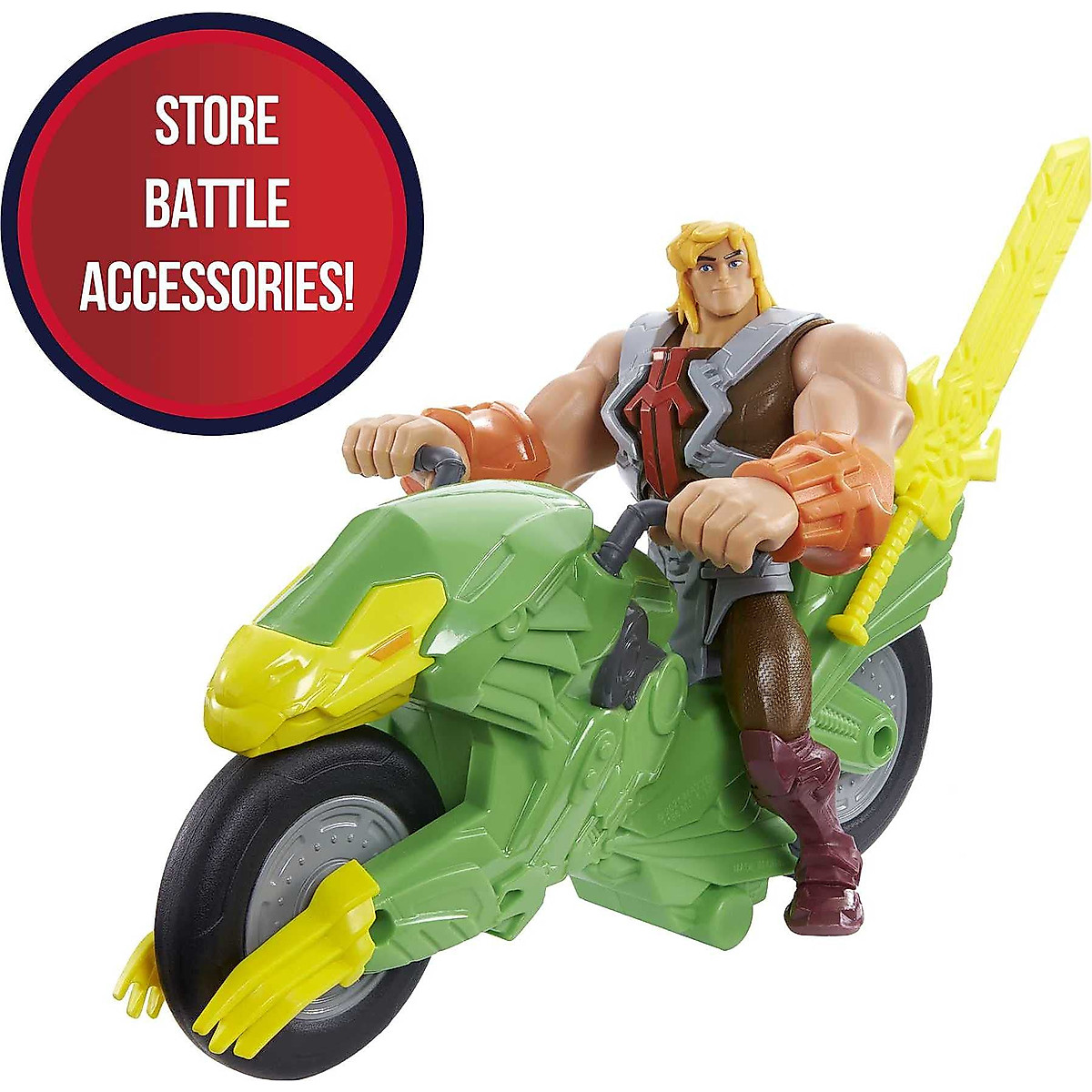 Masters of the Universe He-Man and The Action Figure + Vehicle Based on Animated Series, Articulated Battle Characters, Gift for 4 Years and Older