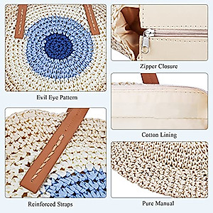 Straw Bag Round Summer Large Woven Beach Bag Purse Handle Shoulder Bag for Women Vacation Tote Handbags