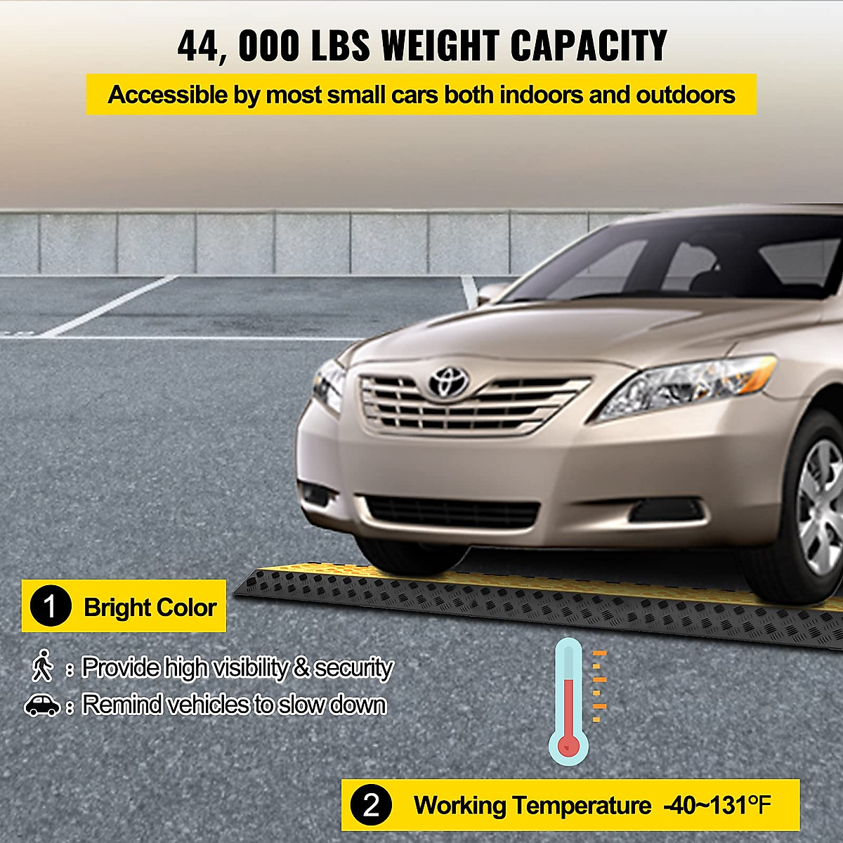 Happybuy 1 Pack of 3-Channel Rubber Cable Protector Ramps Heavy Duty 44000Lbs Load Capacity Cable Wire Cord Cover Ramp Speed Bump Driveway Hose Cable Ramp Protective Cover