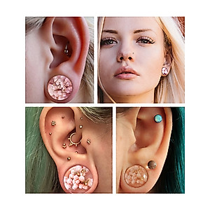 Jewseen 2PCS Flower Ear Plugs Wedding Ear Gauges Resin Gauges 2g to 1'' Double Flared Flesh Ear Tunnels Resin Plugs Resin Tunnels Flower Gauges for Ear Body Piercing Jewelry for Women Men