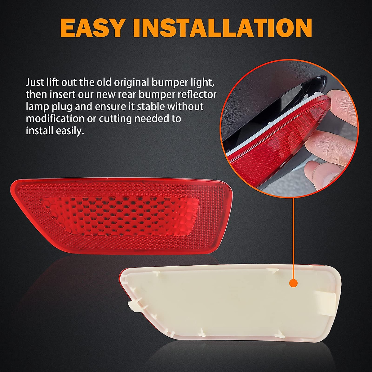 Rear Bumper Reflector Light Lamp Compatible with Jeep Grand Cherokee 2012-2018, Patriot 2013-2017, Dodge Journey 2012-2020 Back Bumper Reflectors Left & Right Red Les Replace # 57010720AC, 57010721AC