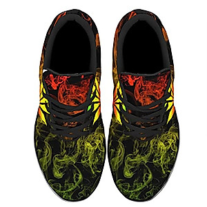 Marijuana Shoes Men Women Running Sneakers Breathable Casual Sport Tennis Shoes Gift for Rasta Reggae Fans Black Size 10