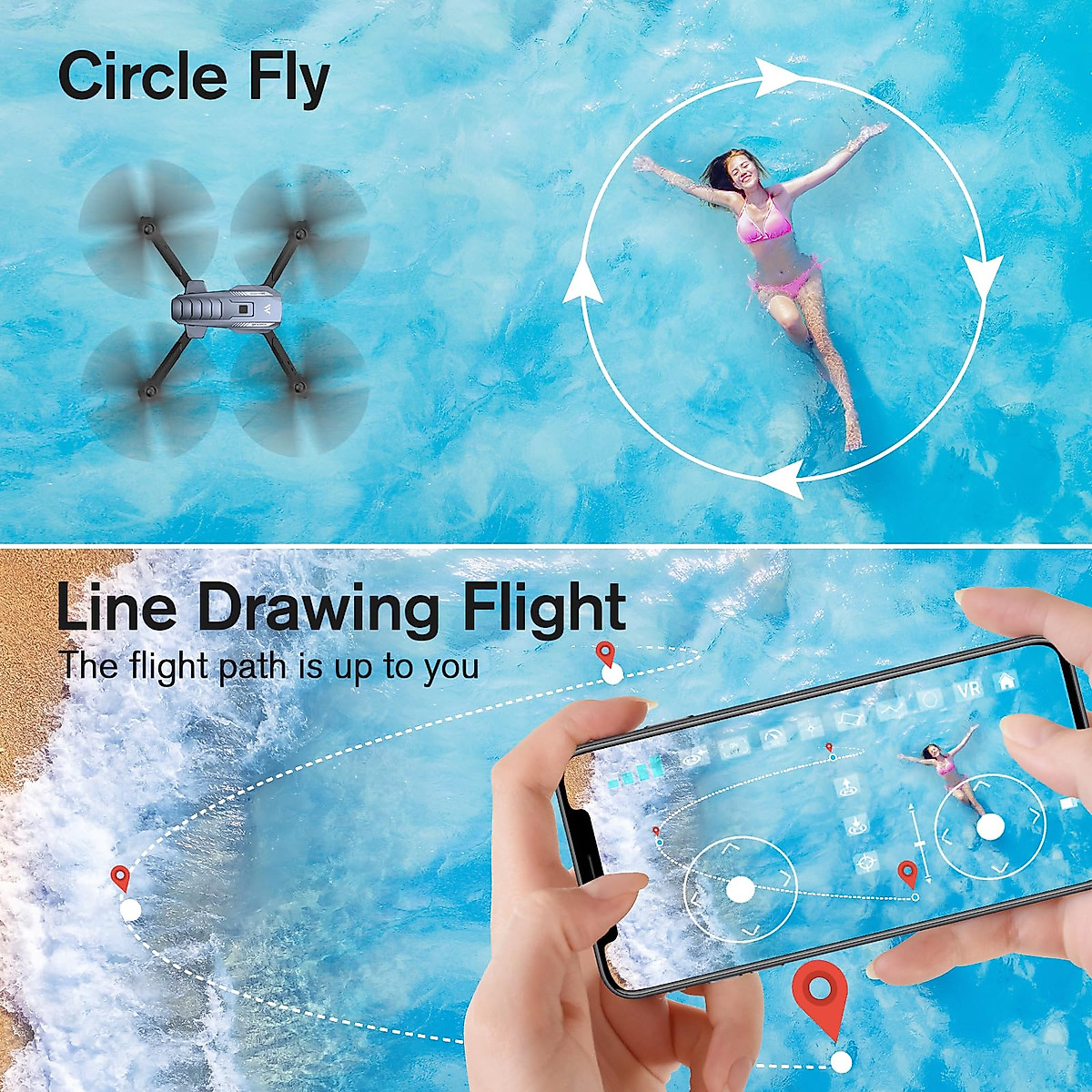 DROCON Drone with Camera for Adults ,1080P HD Adjustable WIFI FPV Drone for Kids Beginners,RC Mini Drone Toys Gifts with Altitude Hold,360°Flip ,Headless,Gestures Selfie,3 Speed Mode, 2 Batteries with Carrying Bag