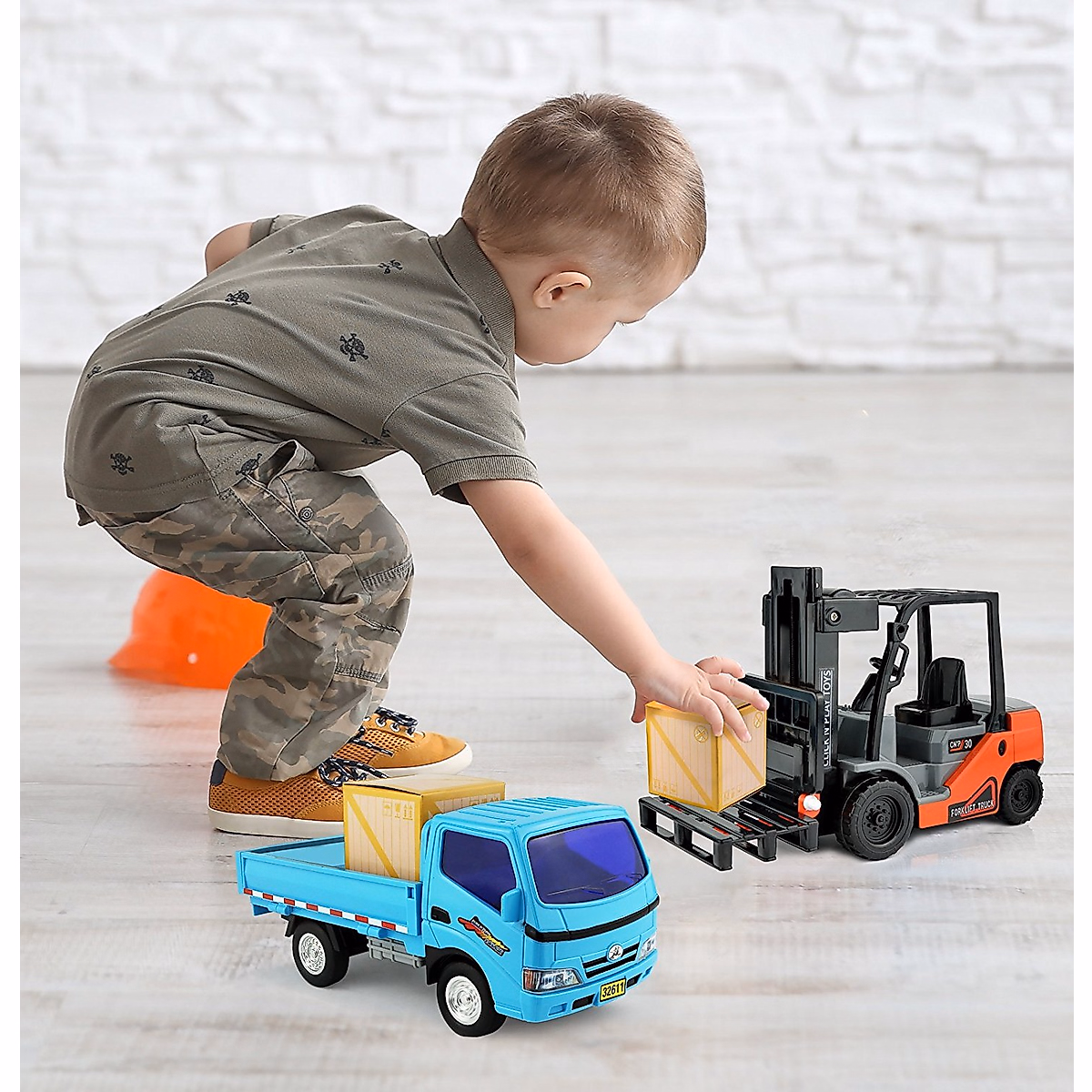 Click N' Play Forklift & Truck Play Set | Toy Truck Machines, Farm/Construction Toys, Dump Truck, Vehicle | Baby Boy Toys, Toddler Car, Toddler Toy Trucks, Little Boy Toys | Toy Car Gifts for Boys