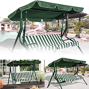 Swing Canopy Replacement Top, Outdoor Patio Swing Canopy Replacement, 3 Seat Swing Canopy Replacement Cover for Porch Patio Garden Seat (Green/64 * 44 * 5.9)