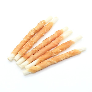 DOGCHEWZ™ Premium Chicken Wrapped Rawhide Twists for Dogs - Size 1 LB Bag (45-50 Pieces) - All Natural Human Grade Dog Chew - No Artificial Flavors or Preservatives, Whole Dehydrated Chicken