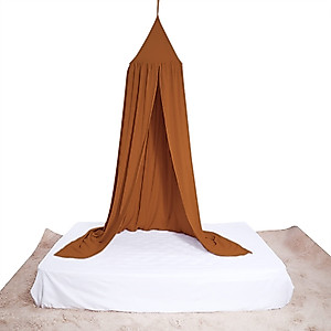 Round Dome Hanging Bed Canopy Net Curtain for Baby Kids Playing Sleeping Room Décor Multicolor(Yellowish Brown)