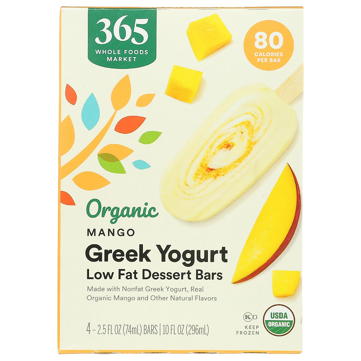 365 By Whole Foods Market, Frozen, Bar Greek Yogurt Mango Organic, 10 Ounce