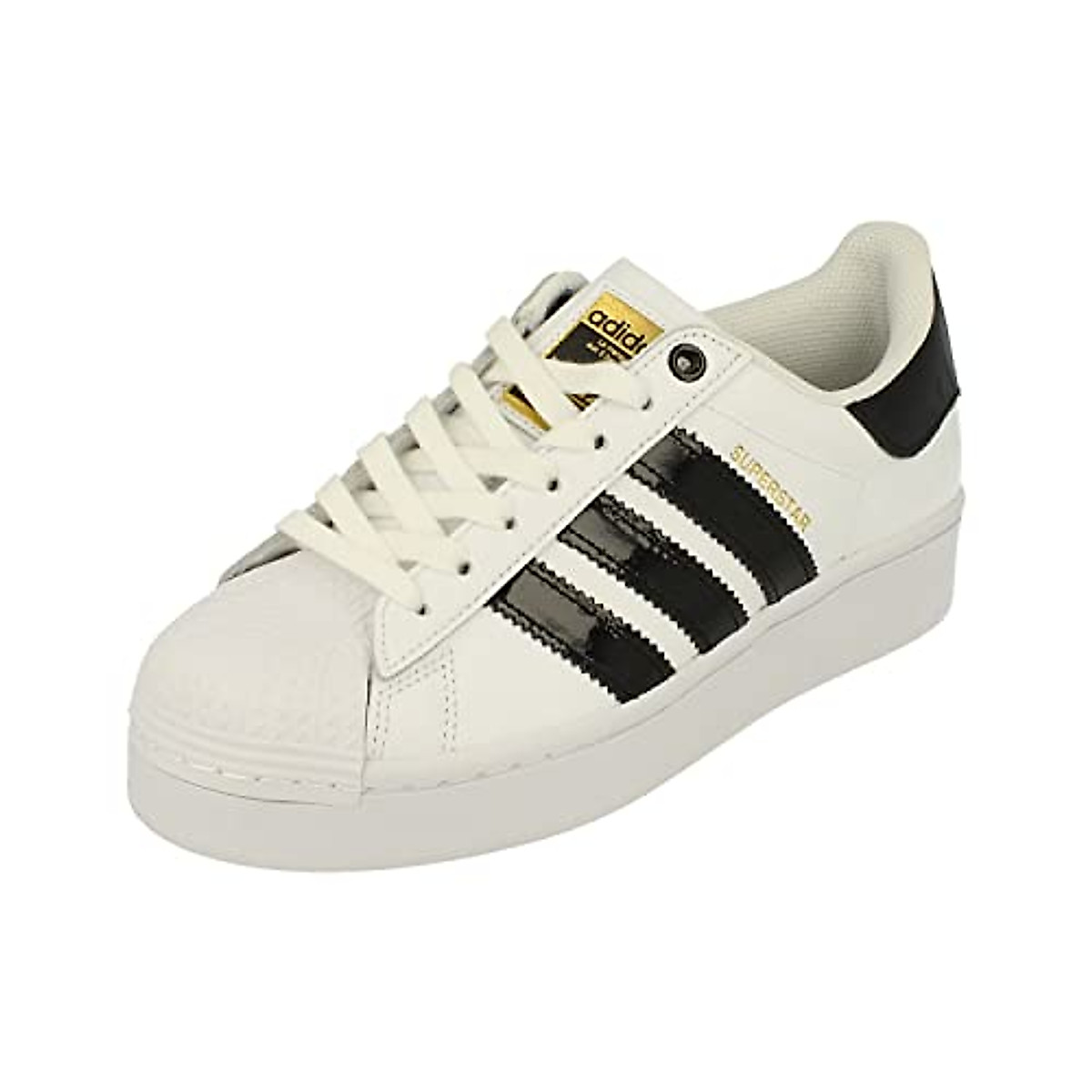 adidas Originals Superstar Bold Womens Trainers Sneakers (UK 6 US 7.5 EU 39 1/3, White Black Gold FV3336)