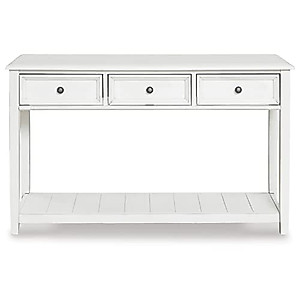 Signature Design by Ashley Kanwyn Farmhouse 3 Drawer Sofa Table, Whitewash
