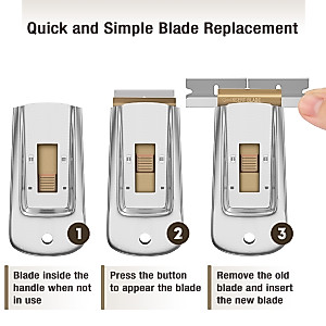 Bates- Metal Razor Blade Scraper, 2 Pack, 30 Extra Blades, Scraper for Cleaning, Glass Scraper, Razor Blade Scraper Tool, Razor Scraper Tool, Scraper Blades, Window Scraper with Razor Blade