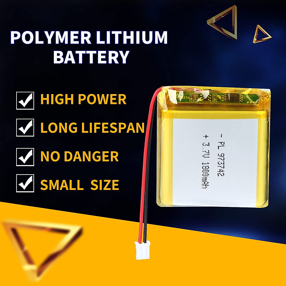 AKZYTUE 3.7V 1800mAh 973742 Lipo Battery Rechargeable Lithium Polymer ion Battery Pack with JST Connector