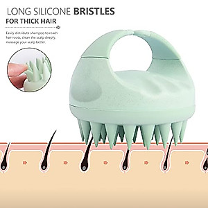 Sndyi Scalp Massager Shampoo Brush, Scalp Scrubber with Soft Silicone Bristles, Scalp Exfoliator for Dandruff Removal, Scalp Massager for Hair Growth, Wet Dry Hair Brush for Scalp Care, Green