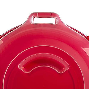 Sterilite Clear Lid Stackable Nesting Storage Christmas Holiday Wreath Box with Handle, Feet, and Latches for Up to 24 inch Wreaths, Red (1 Pack)