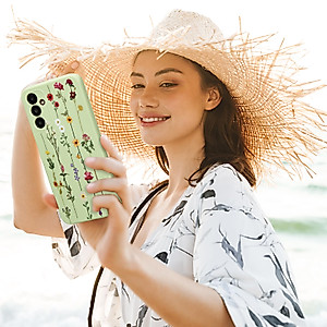 ZTOFERA Floral Case for Samsung Galaxy A14 5G,Clear Cute Flower Pattern Case for Girls Women,Flexible Silicone Protective Slim Shockproof Bumper Phone Case for Samsung Galaxy A14 5G,Green