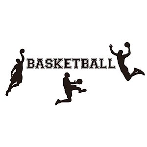 Art Teens Boys Room Basketball Decor Sticker Sports Basketball Player Vinyl Wall Decal Removable Kids Room Wall Murals YO-29 (Black, 17x36 inch)