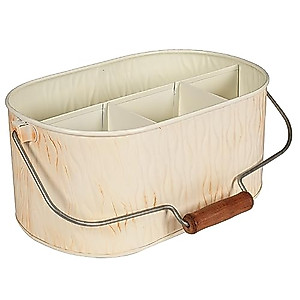 Utensil Caddy,Galvanized Bucket,Galvanized Utensil Holder,Silverware Caddy,Metal Caddy,Outdoor Utensil Caddy,Tin Utensil Holder,Utensil Caddy for Parties,Picnic Caddy,Farmhouse Utensil Cream Beige