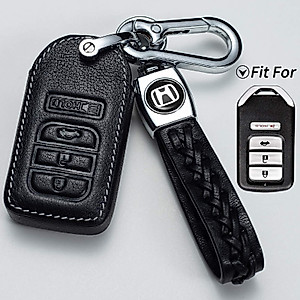 LUMZAG Car Key Cover Key case Replacement for Honda 2019 2018 2017 2016 2015 2014 2013 Honda Accord Civic Crosstour CR-Z CR-V Fit HR-V Odyssey Pilot Key fob Cover case, jdbyps-A(Black)