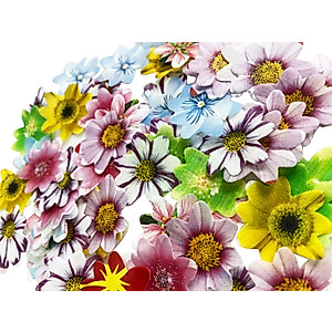 Set of 48 Edible Mini Flower Cupcake Toppers Wedding Cake Birthday Party Food Decoration Mixed Size & Colour