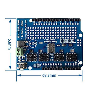 HiLetgo PCA9685 Servo Shield PCA9685 16 Channel 12-bit PWM Servo Driver Shield I2C Interface for Arduino