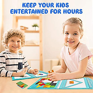 VATOS Puzzle Brain Teasers Magnetic Tangram Jigsaw Toys Magnet Drawing Board Intelligence Colorful 3D Russian Blocks Game STEM Educational Gift for Kids Boys Girl Age 3 4 5 6+ Year Old (47 Pcs)