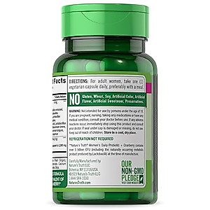 Nature's Truth Probiotics for Women | 5 Billion CFUs Daily | 40 Vegetarian Capsules | with Cranberry | Non-GMO & Gluten Free | No Refrigeration Needed