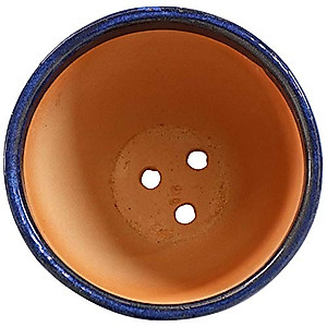 Sunnydaze Large Ceramic Planter - Indoor or Outdoor Plant Pot with Drainage Holes - Imperial Blue Glaze Finish - 13" - Resort