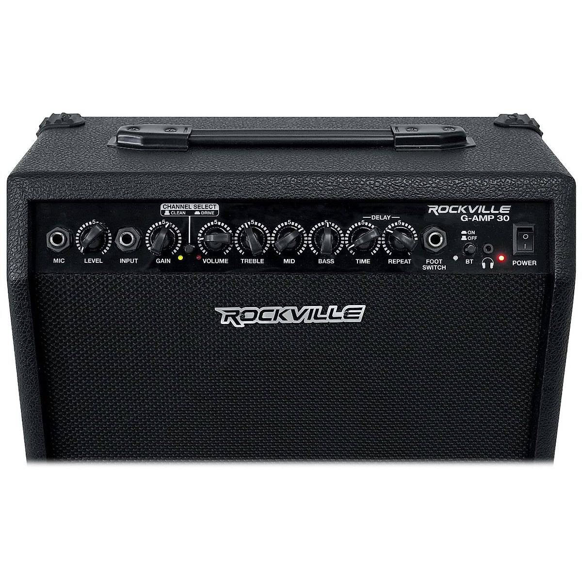Rockville G-AMP 30 Watt Guitar Combo Amplifier Amp w/Bluetooth+Footswitch+Mic