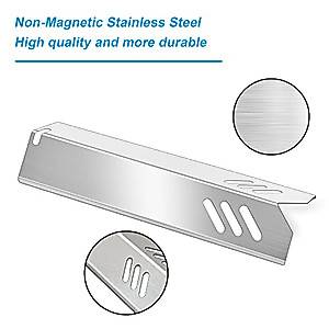 Plowo Stainless Steel Heat Plate Shield Gas Replacement for Dyna-Glo DGF510SBP, Backyard BY13-101-001-13, Uniflame GBC1059WB, BHG Grill Models, 4-Pack BBQ Burner Covers Flame Tamer, 15” x 3 13/16”