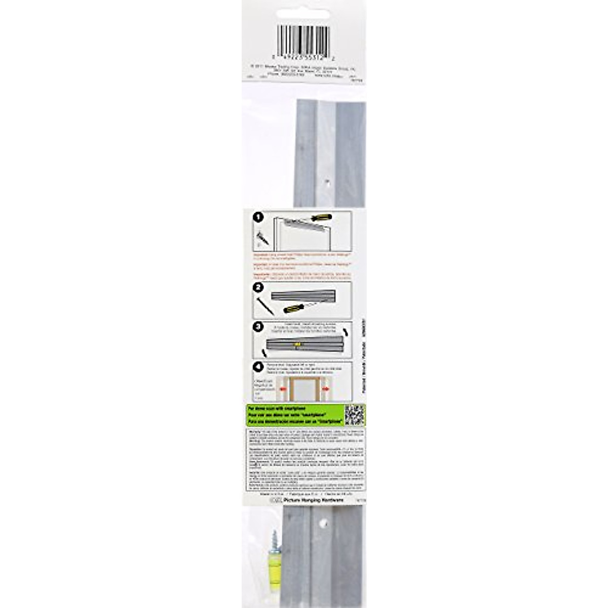 OOK French Cleat, Picture and Mirror Hanger with Hardware, 100lb, Aluminum, 533208