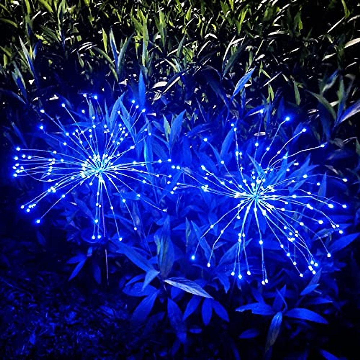 JJGoo Solar Garden Lights Solar Firework Lights, 2 Pack 120 LEDs 2 Lighting Modes Solar Lights Outdoor Waterproof for Garden Patio Walkway Pathway Party Wedding Christmas Decorative - Blue