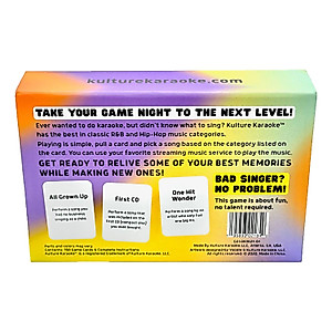 Kulture Karoke: Kulture Karoke, Help your game or karoke night with these cards to give you song ideas and fun categories for 2+ players, Ages 14+