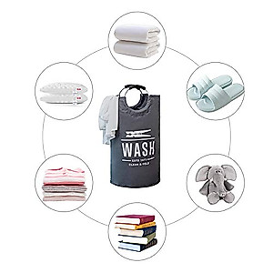 LLARUG 2 Pack Laundry Hamper,Collapsible Fabric Large Laundry Basket,Foldable Dirty Clothes Bag,Handles Waterproof Portable Folding Washing Bin( 82L,Dark Grey)