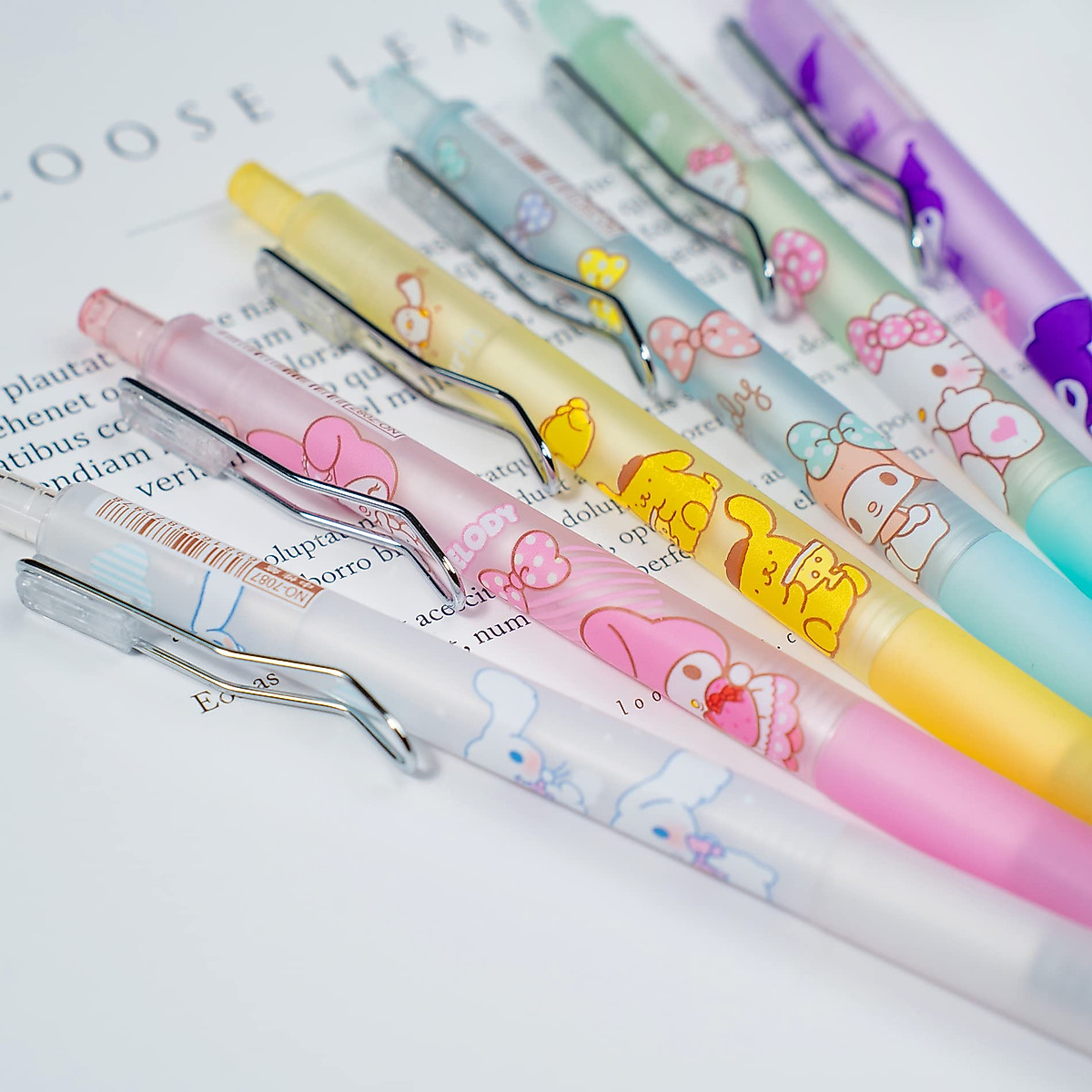 LokDra 6 Pcs Cartoon Ballpoint Pens Anime Gel Ink Pen Black 0.5mm Melody Kitty Gifts Cute Kawaii School Supplies Set For Kid Teen Girls Students