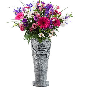 MIBUNG Cemetery Grave Vase with Ground Spikes, Angel Wings Vase for Fresh/Artificial Flowers, Floral Holder Headstone Decorations Grave Marker Memorial Stone Garden Yard Stake, Sympathy Gift