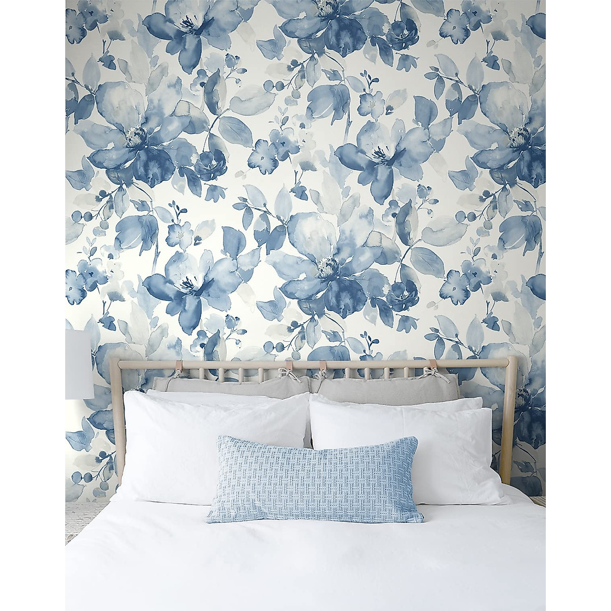 NextWall Watercolor Flower Peel and Stick Wallpaper (Bluestone)