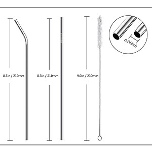 6pcs Pack 304 Stainless Steel Wide Mouth Mason Jar Lids with Straw Hole, Including 6pcs Stainless Steel Straws and 1pcs Cleaning Brush, Compatible with Ball & Kerr Mason Jars